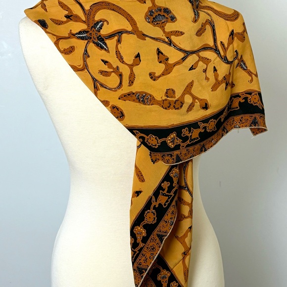Accessories | Scarf Sarong Neck Scarf Harvest Gold Copper Flowers Black ...